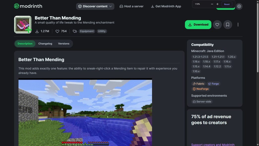 This Minecraft mod makes mending enchantment even more overpowered