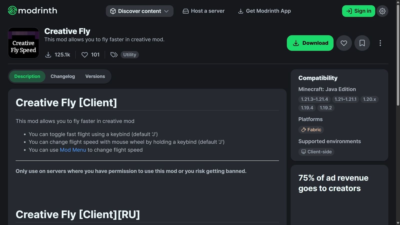 Minecraft Creative Fly mod guide: Features and how to download