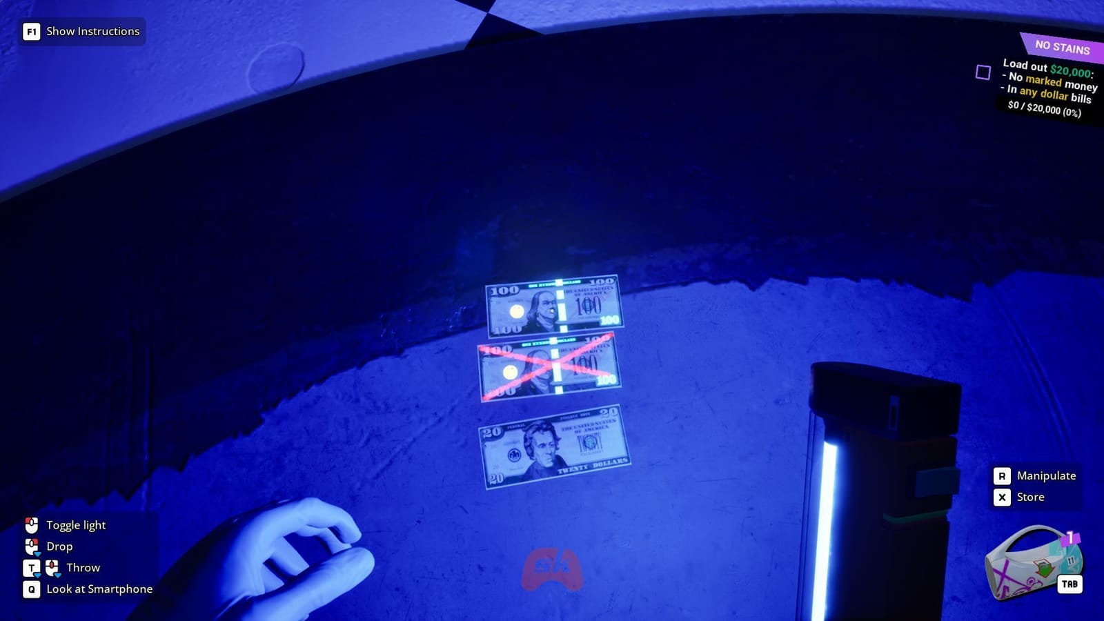 How to recognize marked bills in Cash Cleaner Simulator