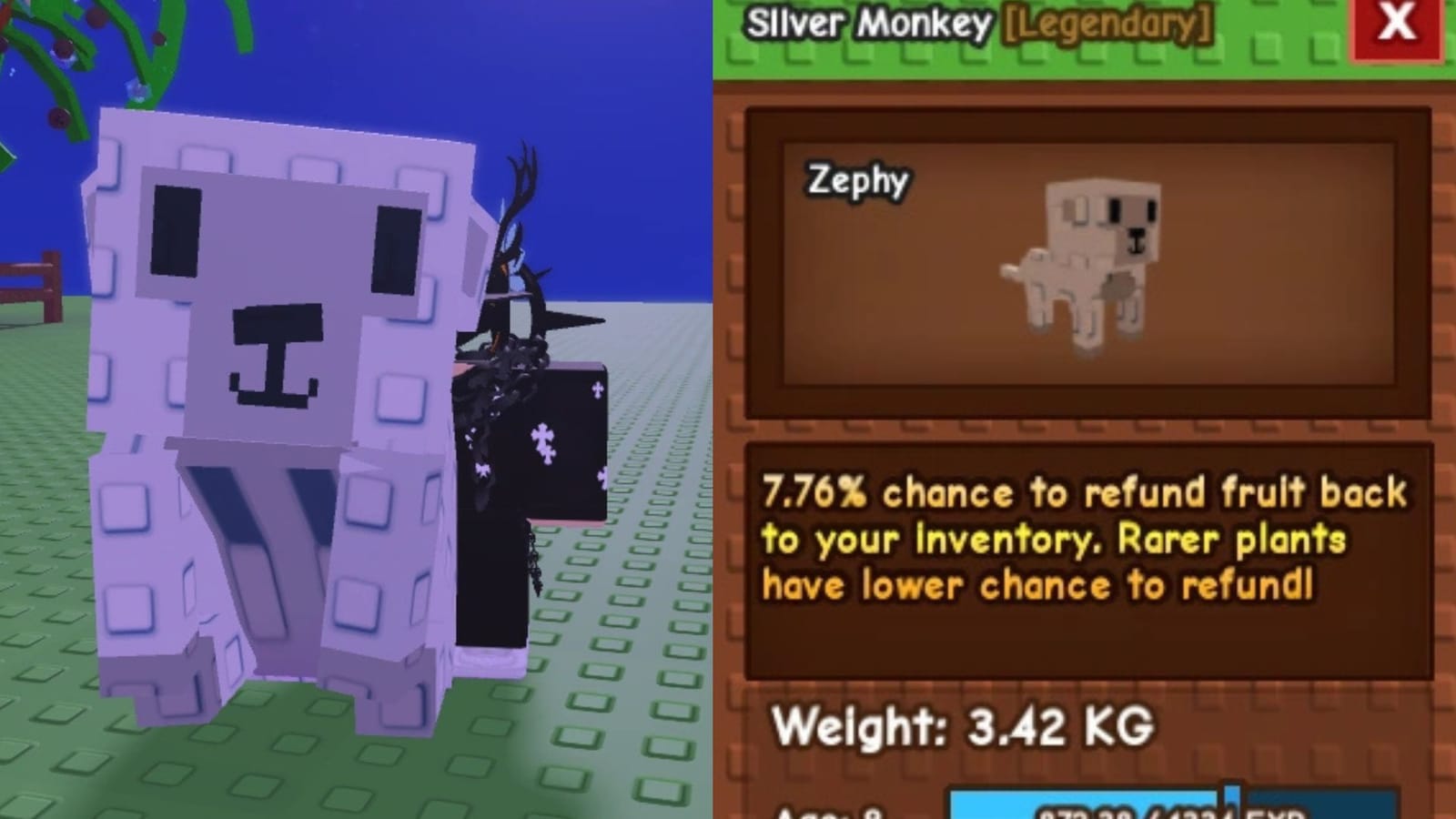 What does the Silver Monkey do in Grow a Garden?