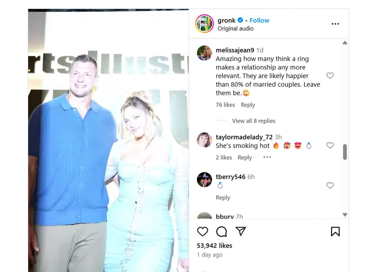 "8 YEARS!!! WTH MARRY HER!!" - NFL fans react as Rob Gronkowski joins ...