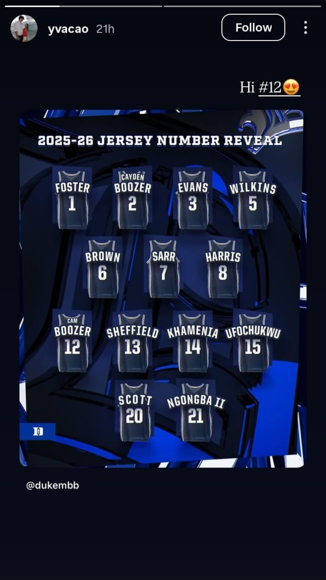 Cameron Boozer's girlfriend Yva Lauren shares 2-word reaction as Duke ...