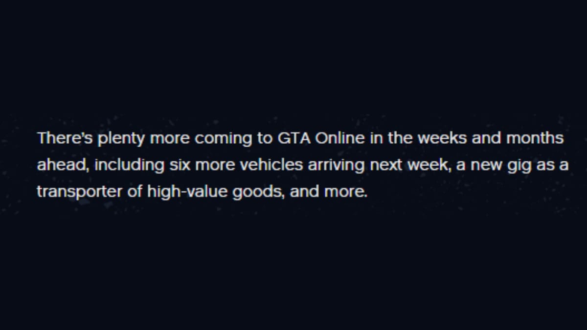Rockstar to add 6 new vehicles in GTA 5 Online update next week