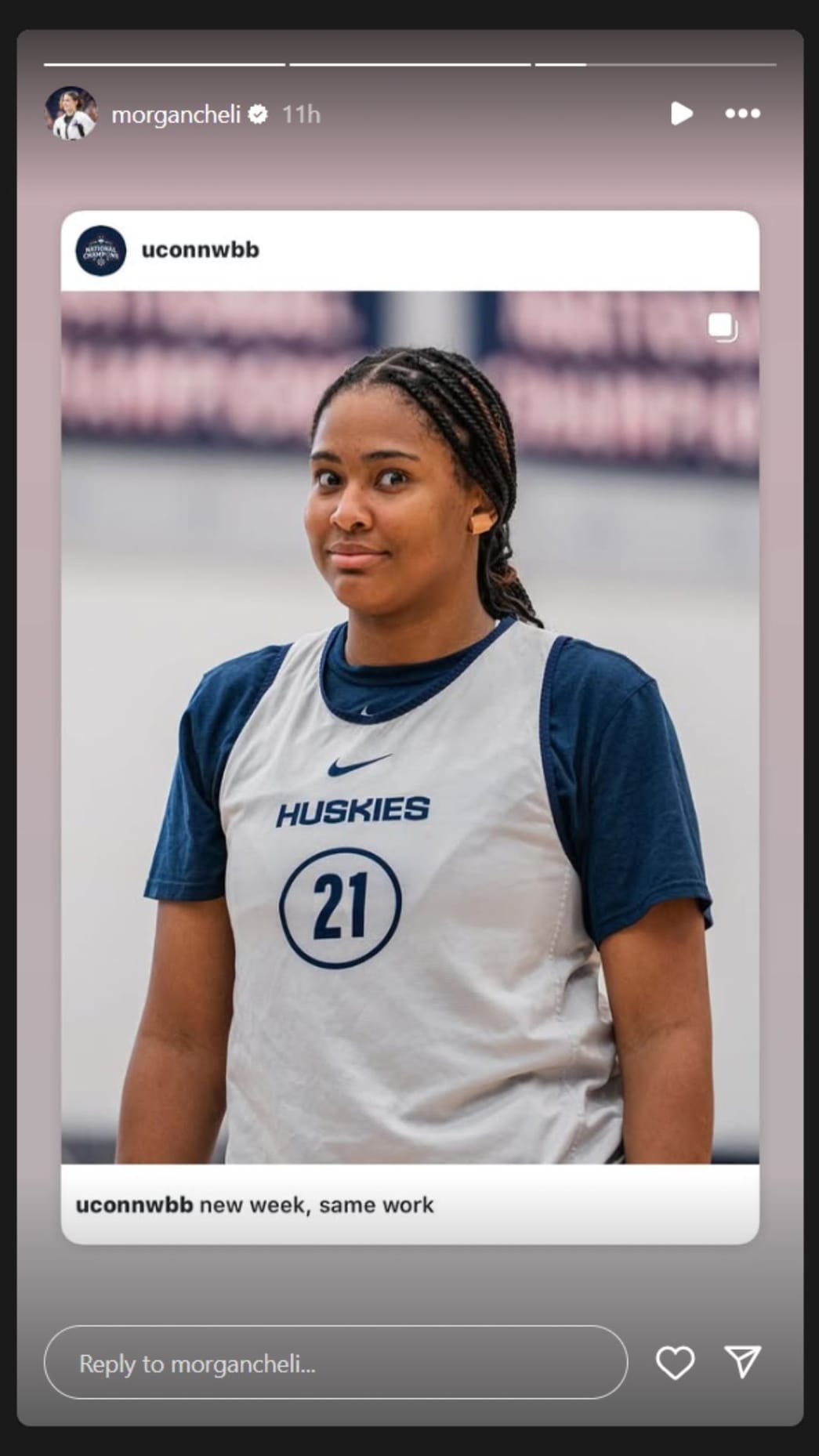 UConn Husky Morgan Cheli shows love to Belle Bramer's huge milestone ...