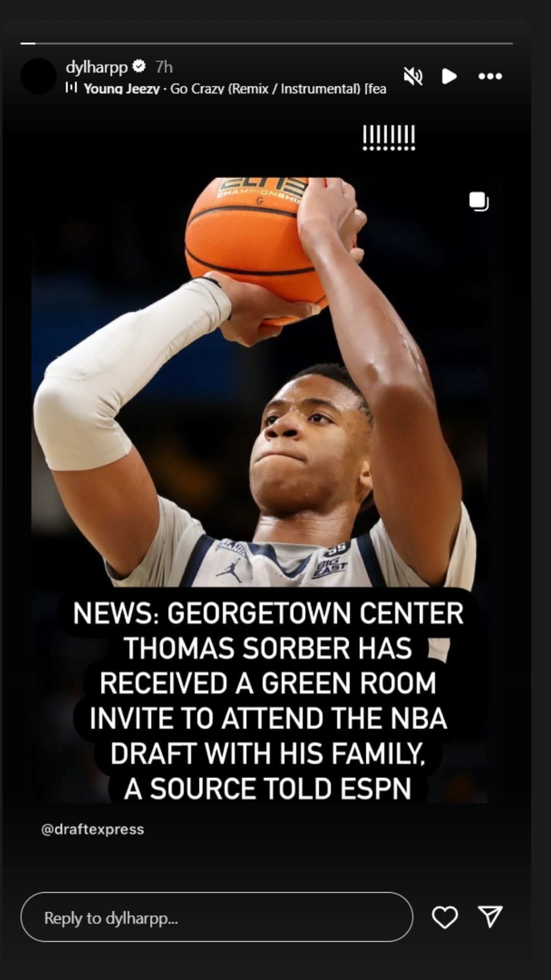 Dylan Harper reacts as Georgetown center Thomas Sorber gets green room ...