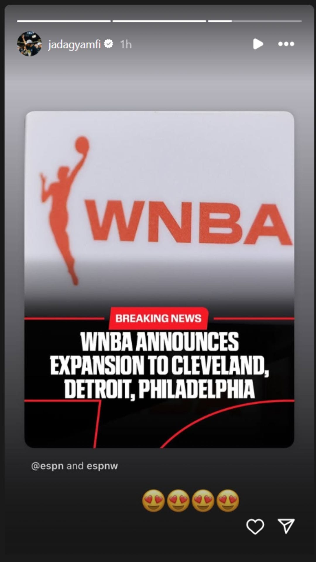 Iowa’s Jada Gyamfi shows excitement as WNBA announces expansion to ...