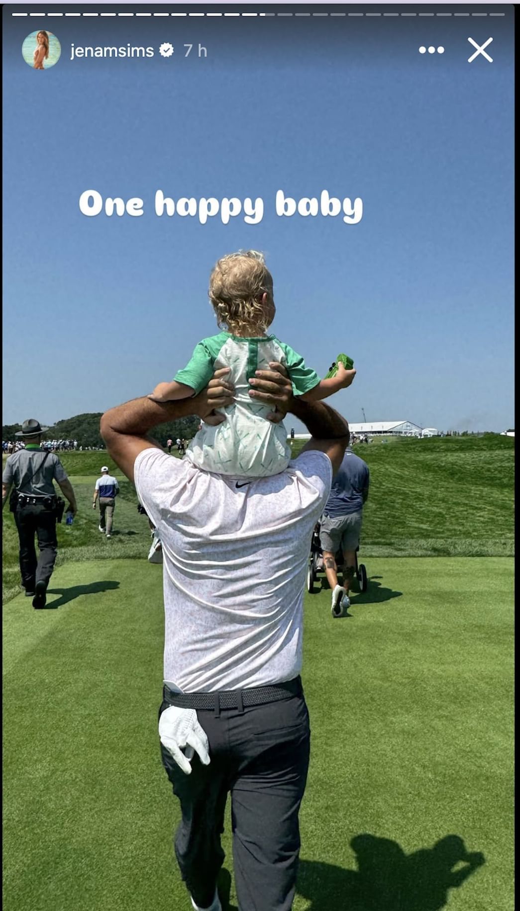 Brooks Koepka enjoys practice round at Oakmont with his 2 YO son