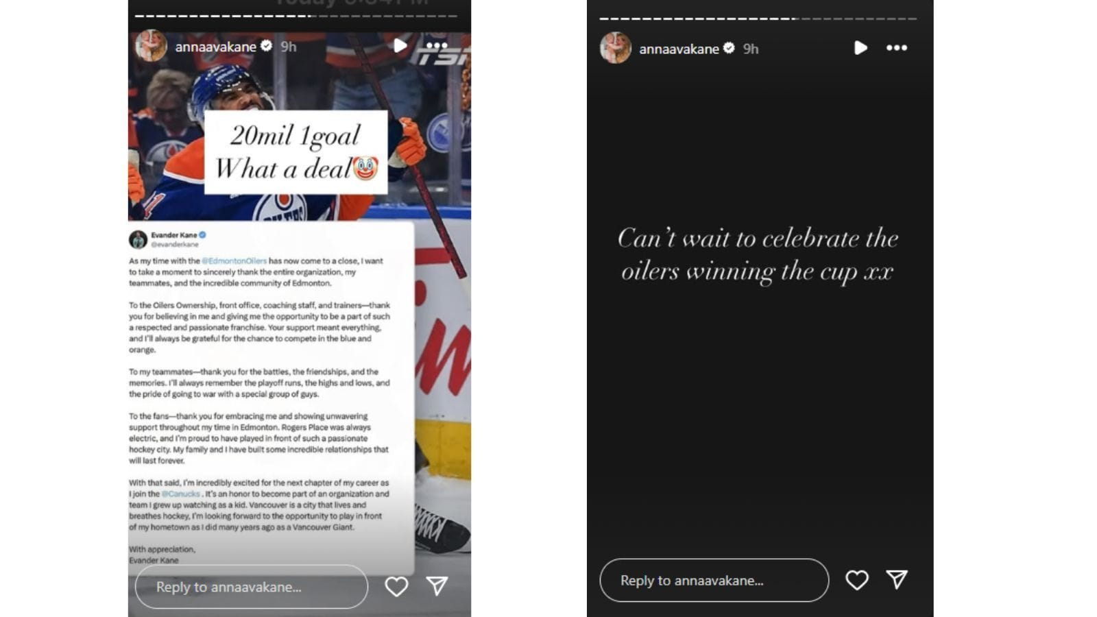 "20 mil 1 goal, what a deal": Evander Kane's ex-wife Anna reacts to his ...