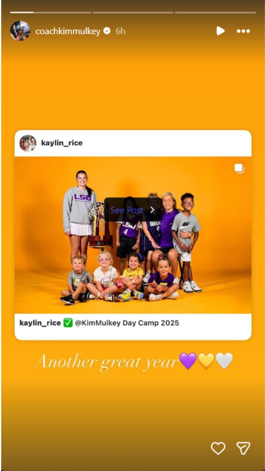 Kim Mulkey shares 3-word reaction as LSU wraps up annual basketball camp