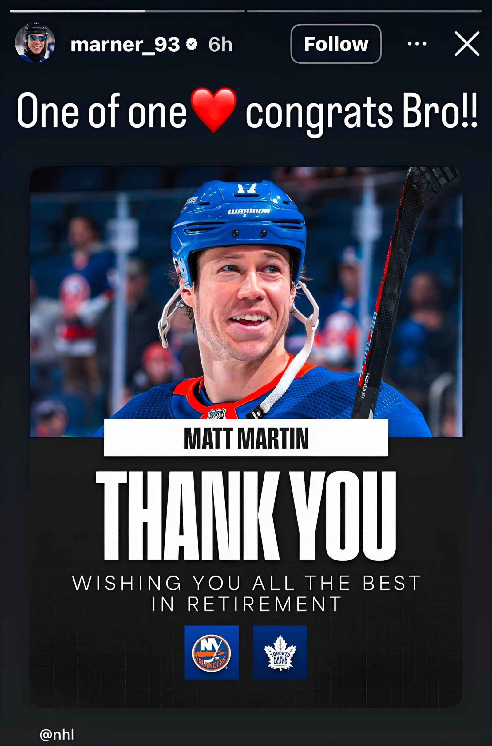 Mitch Marner pens a special message as ex-Leaf Matt Martin announces ...