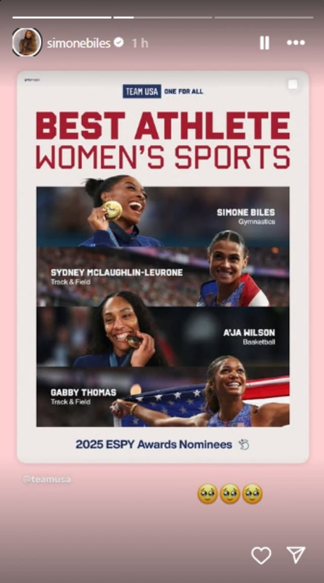 "The only woman nominated for this award"- Simone Biles gets emotional ...