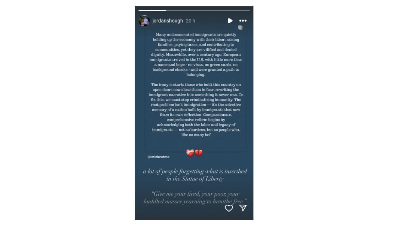 Tyler Shough’s wife Jordan makes feelings known as immigration raids ...