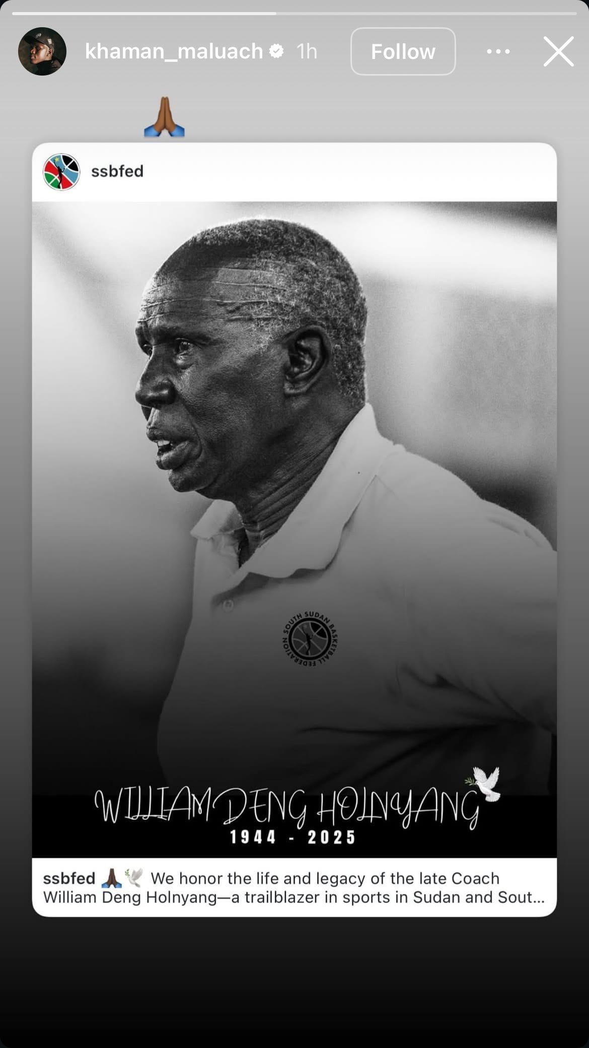 Duke’s Khaman Maluach reacts to death of Sudan basketball legendary coach William Deng Holnyang