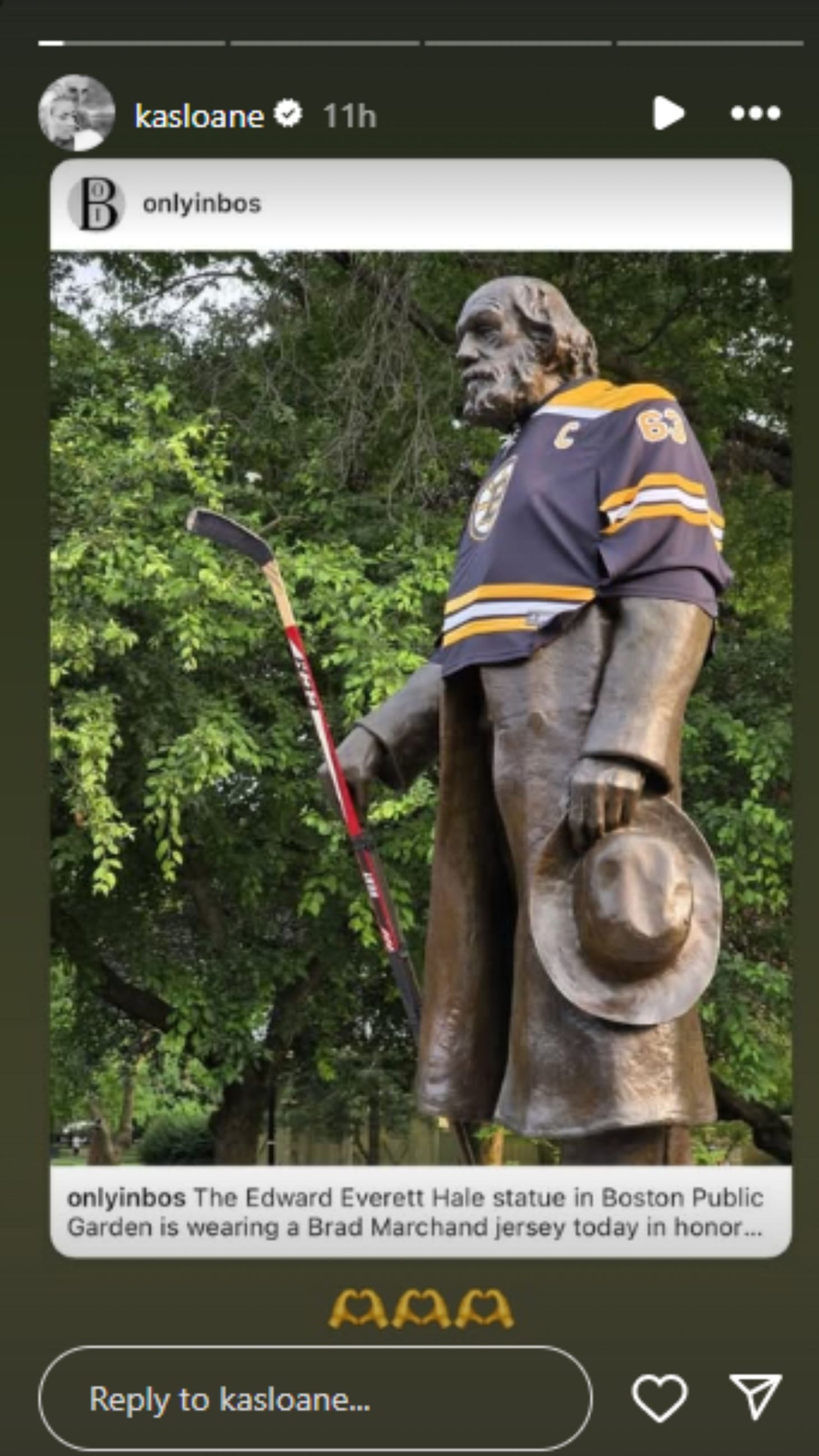 Brad Marchand's wife Katrina reacts to Edward Everett Hale statue ...