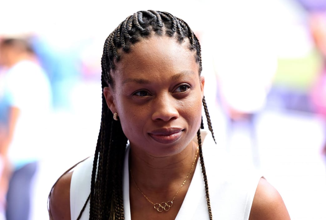Allyson Felix reacts as Venus Williams makes competitive tennis ...