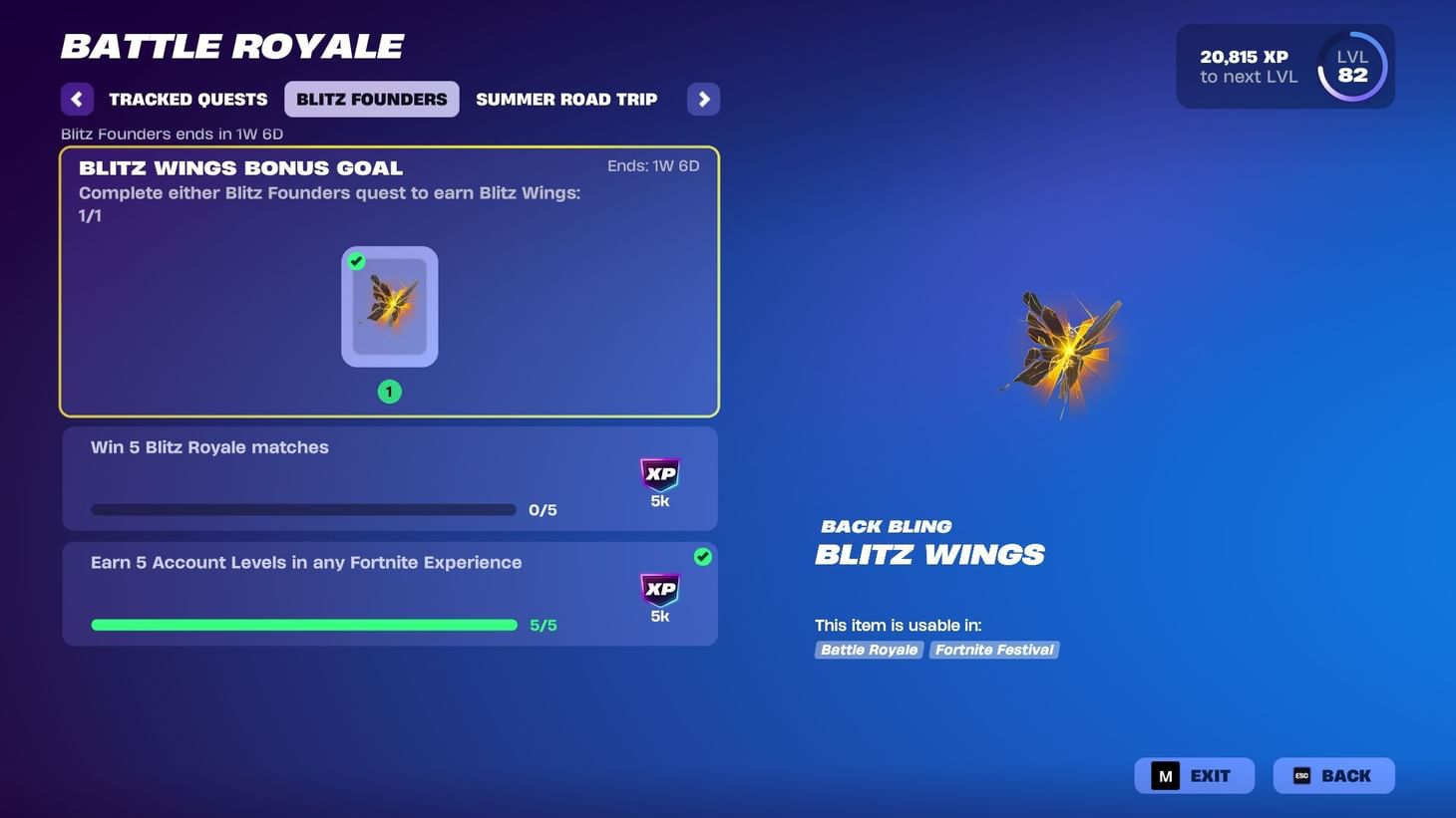 How to get Blitz Wings Back Bling in Fortnite for free