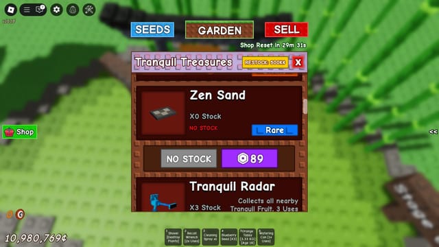 What does Zen Sand do in Grow a Garden?