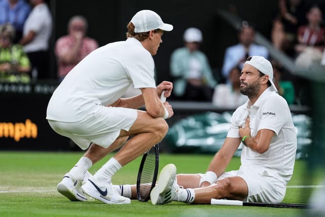 What happened to Grigor Dimitrov against Jannik Sinner at Wimbledon ...