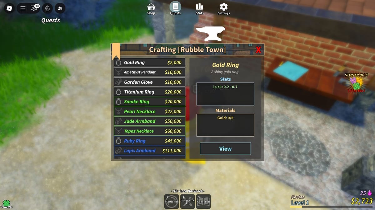 Prospecting Crafting guide