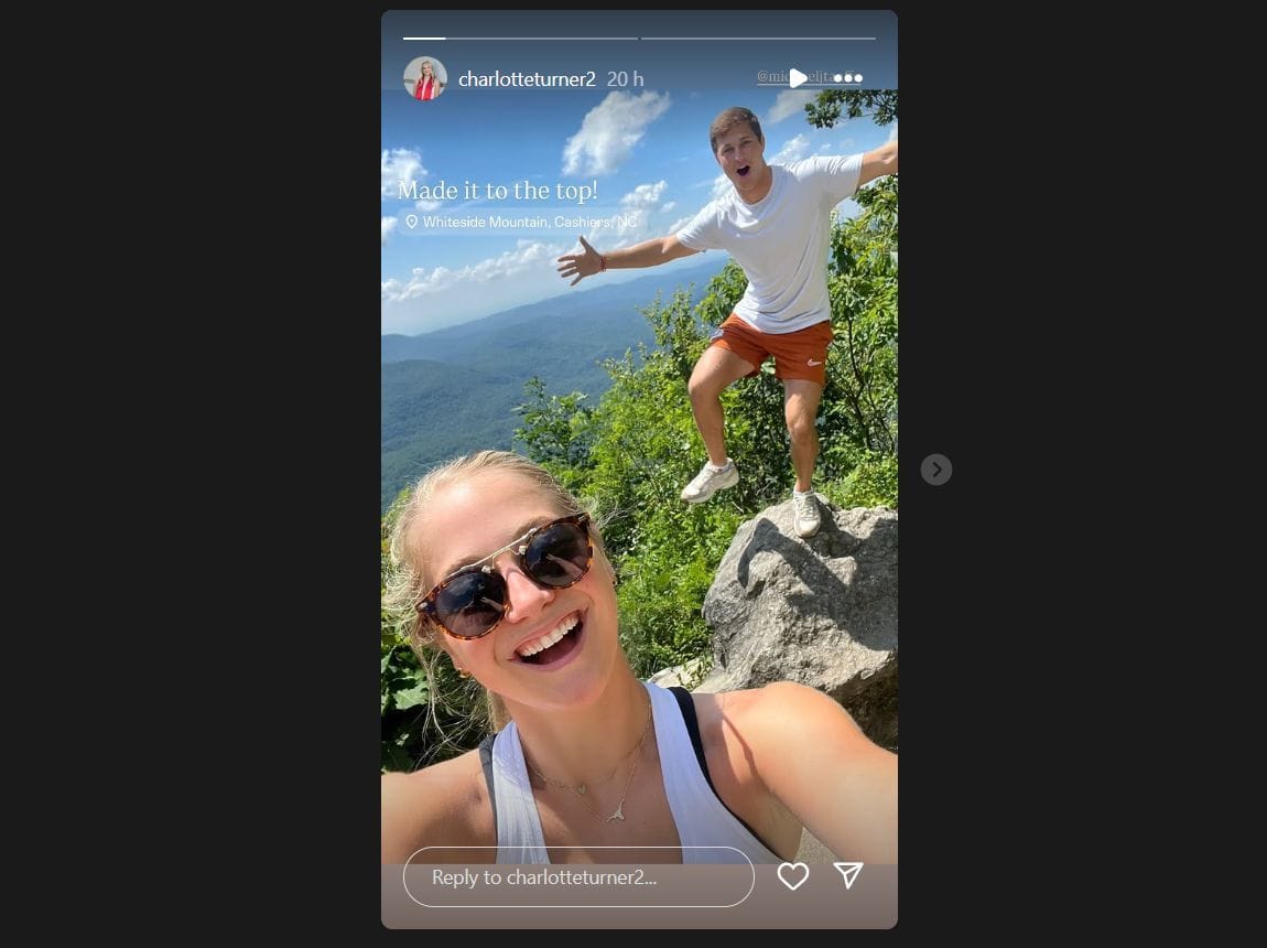 Texas star Michael Taaffe and GF Charlotte take on hiking in Whiteside ...