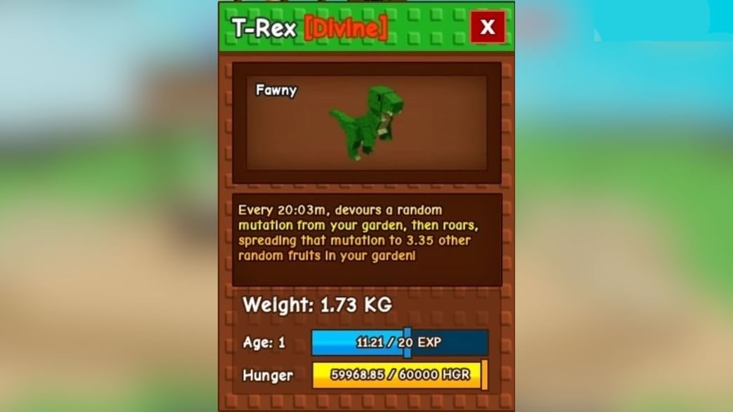 What does T-Rex do in Grow a Garden?