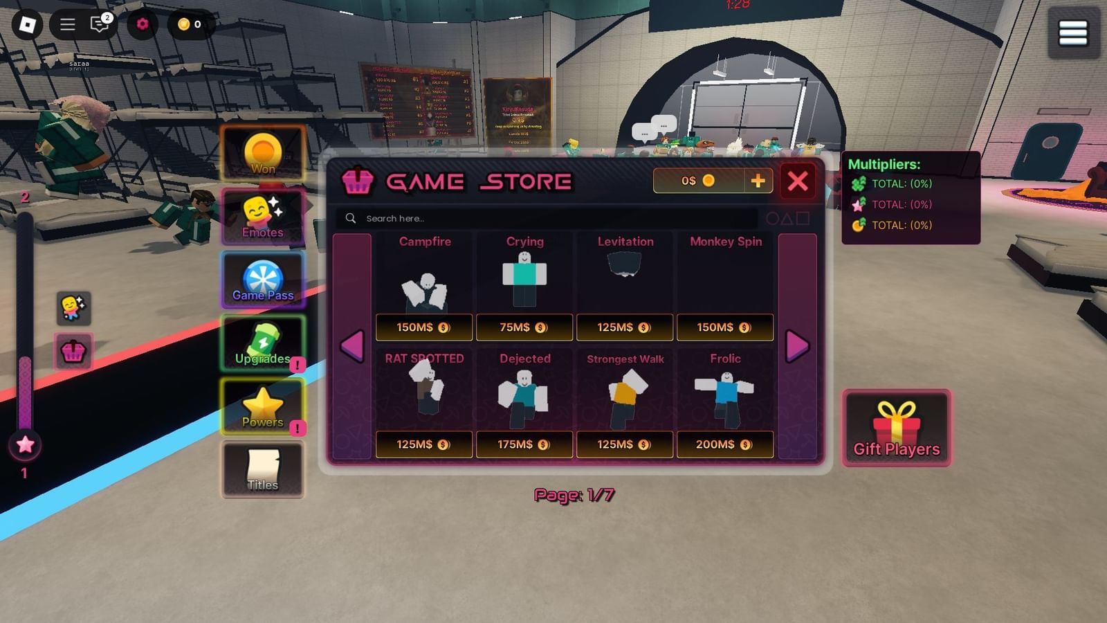 Ink Game emotes price list