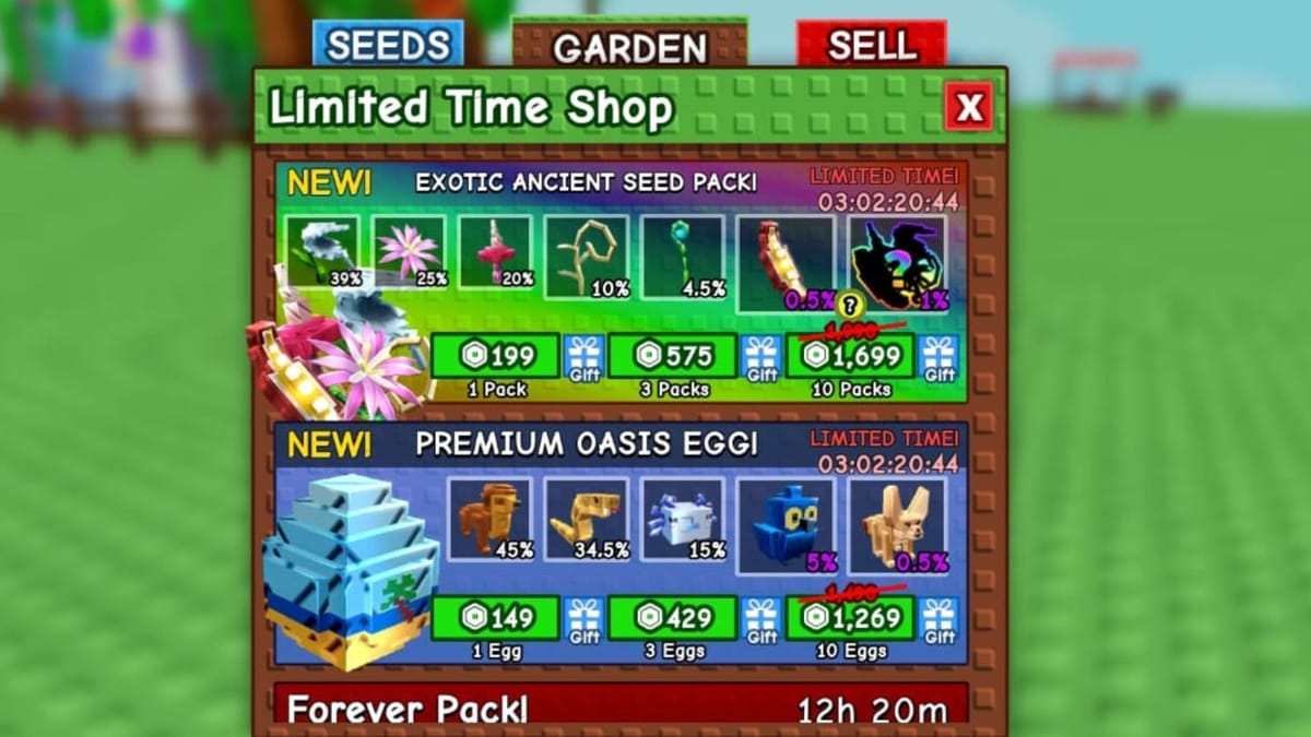 Grow a Garden Exotic Ancient Seed Pack: All seeds and their rarities
