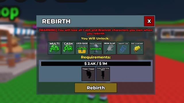 Steal a Brainrot Rebirth 1 guide