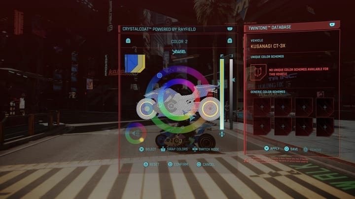 How to change car colors in Cyberpunk 2077