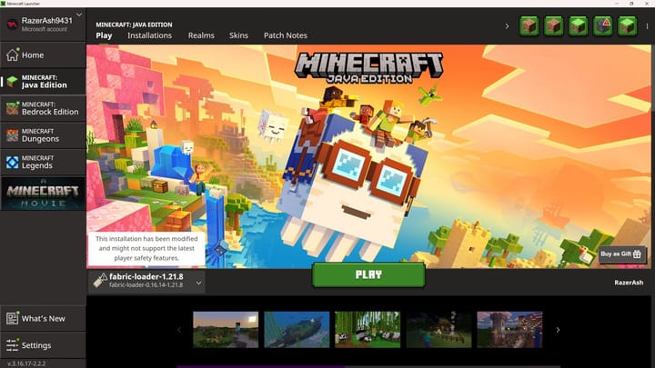 How to download Minecraft Fabric 1.21.8
