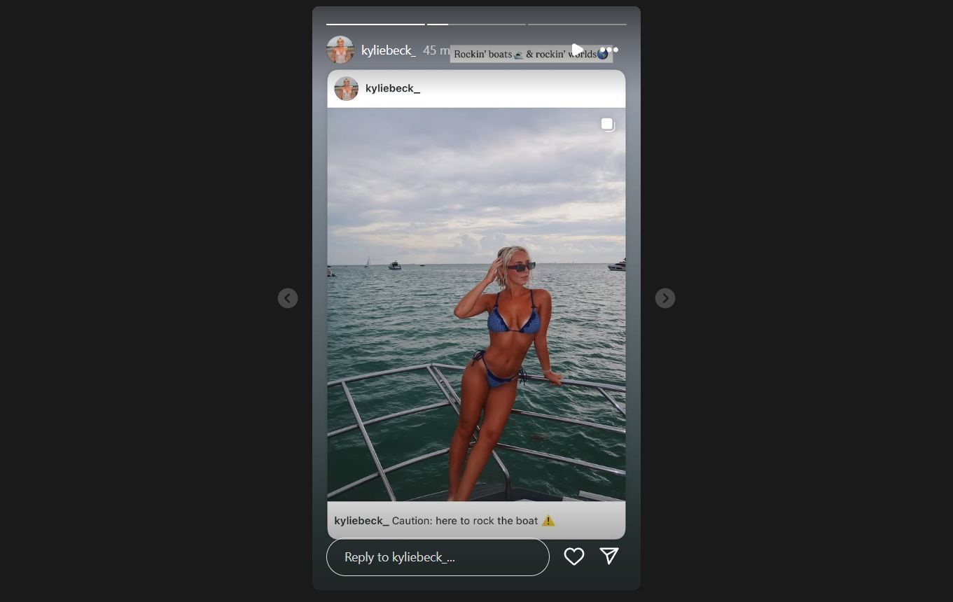 IN PHOTOS: Carson Beck's sister Kylie turns heads in blue swimwear "rockin' boats" in Miami, Florida