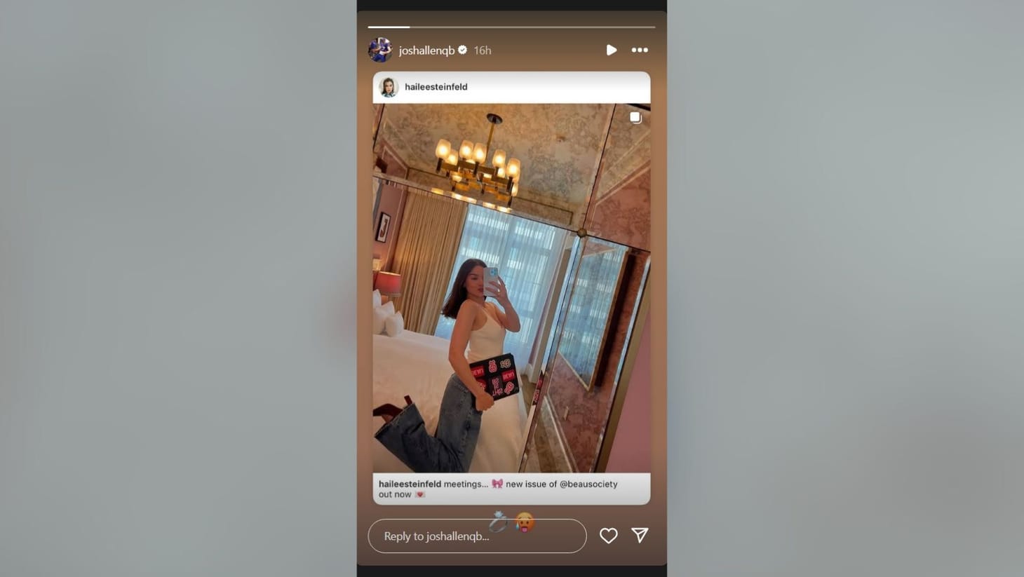 Josh Allen shares flirty reaction to wife Hailee Steinfeld's latest IG ...