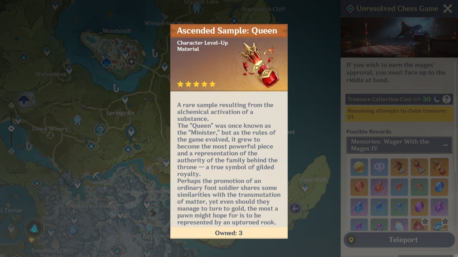 Genshin Impact Flins ascension materials