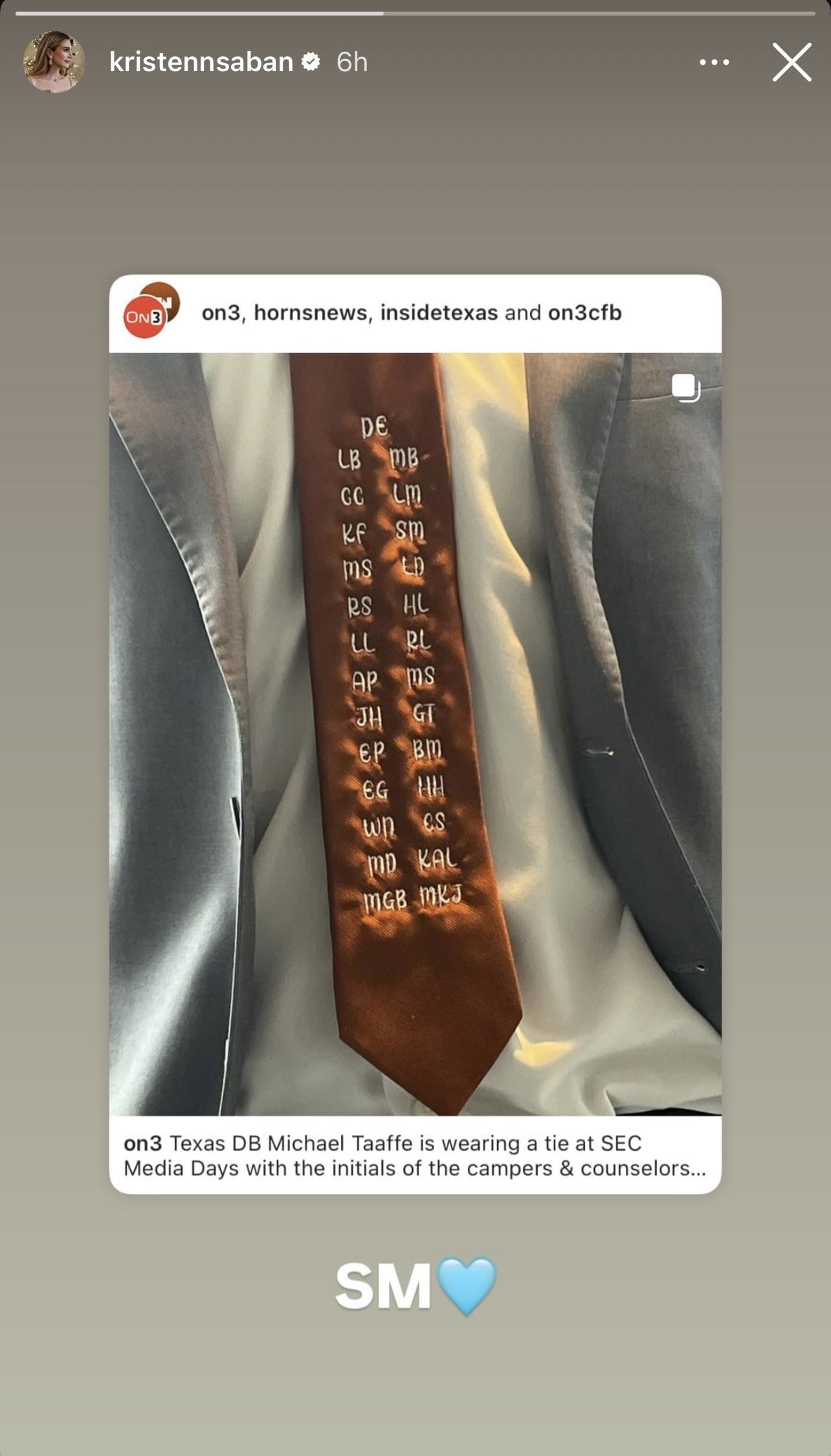 Nick Saban's daughter Kristen shows love to Texas DB Michael Taaffe's ...