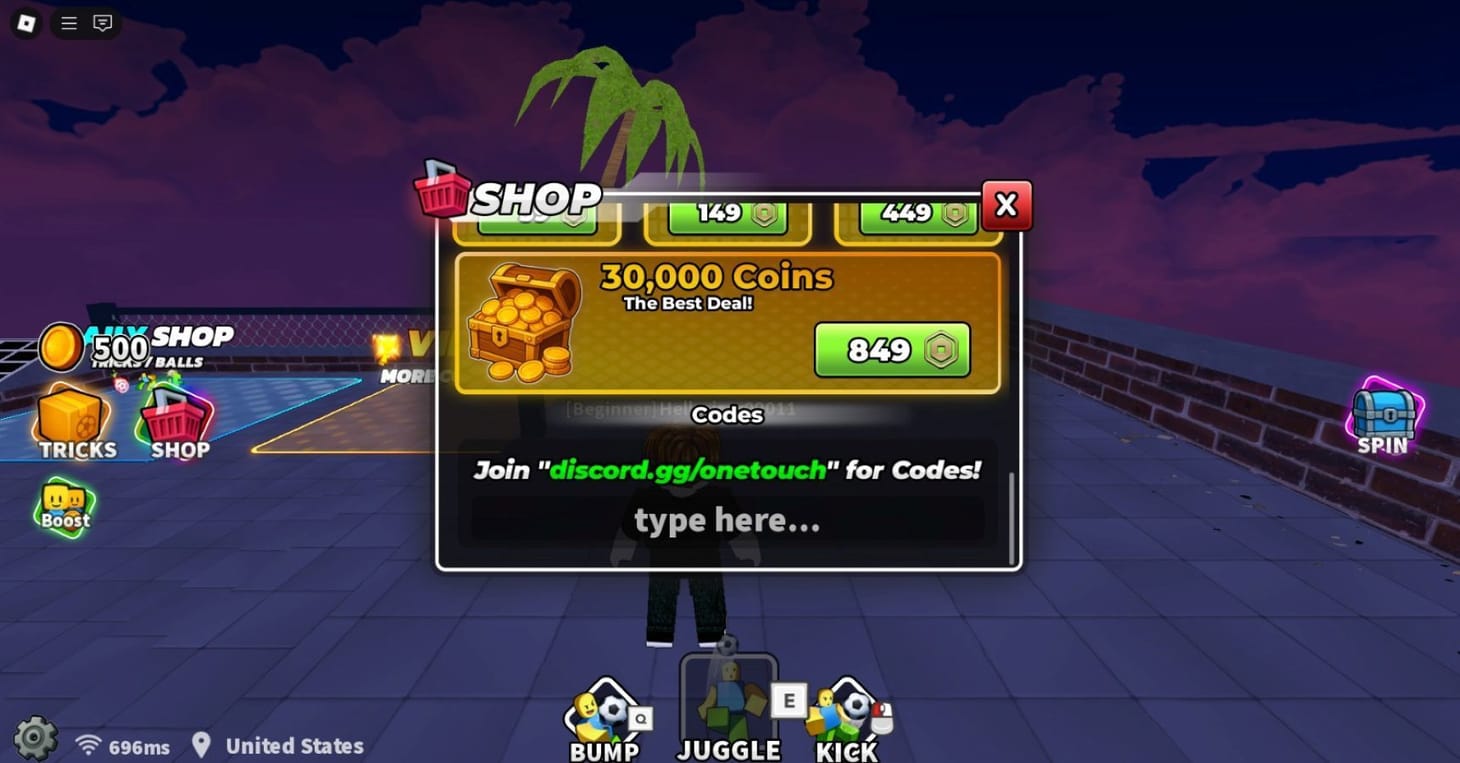 Soccer: One Touch codes