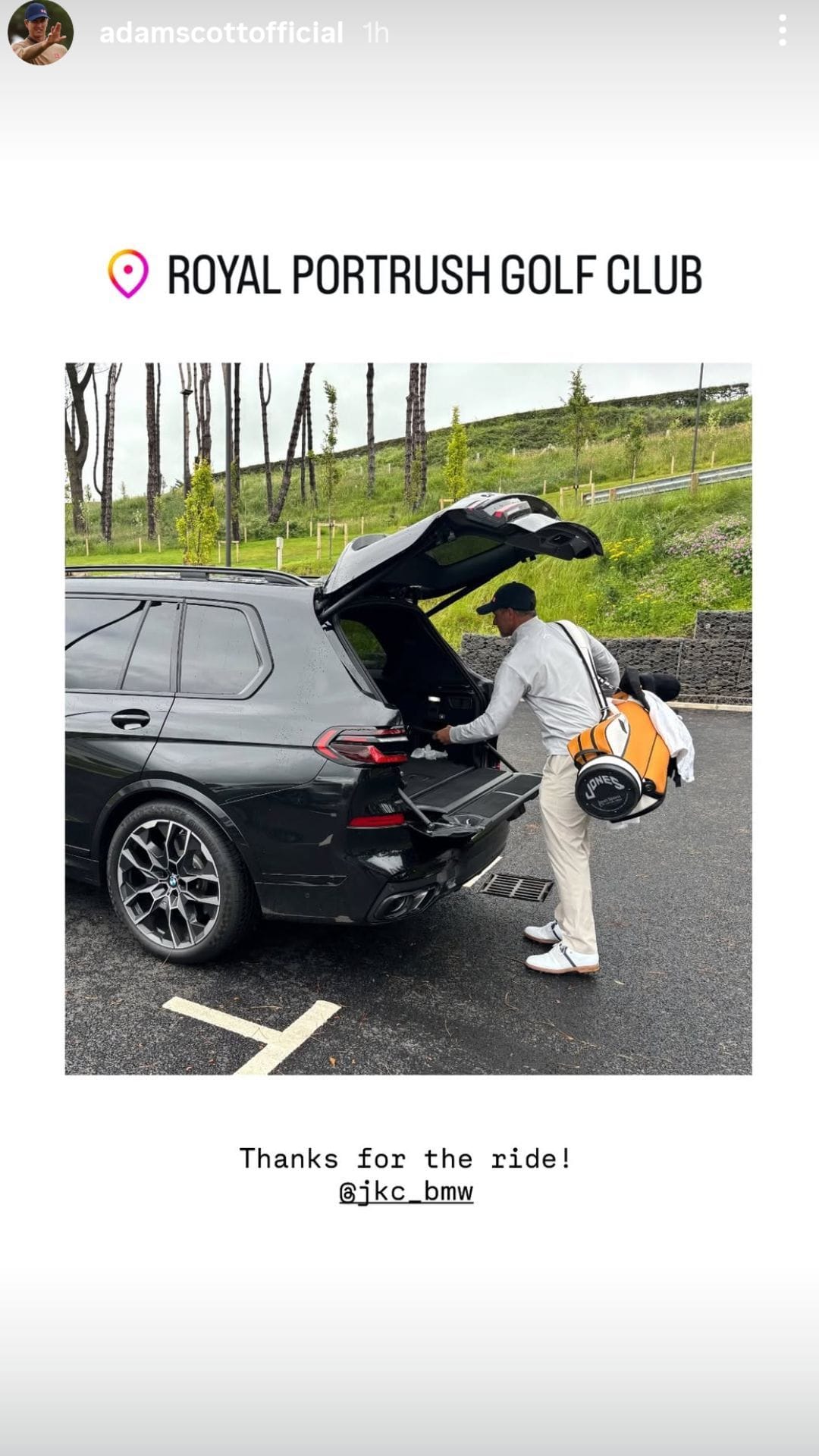 Adam Scott rocks all-white attire as he reaches Portrush for the Open ...