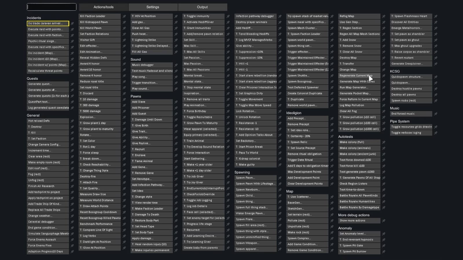 All RimWorld console commands and cheats