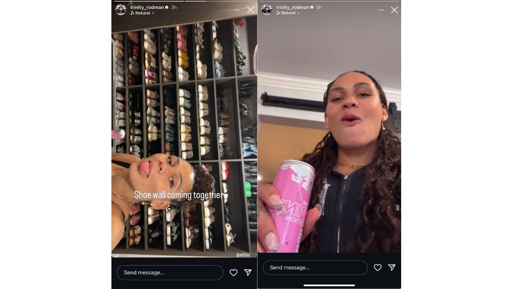 Ben Shelton's girlfriend Trinity Rodman excitedly shows off her shoe ...