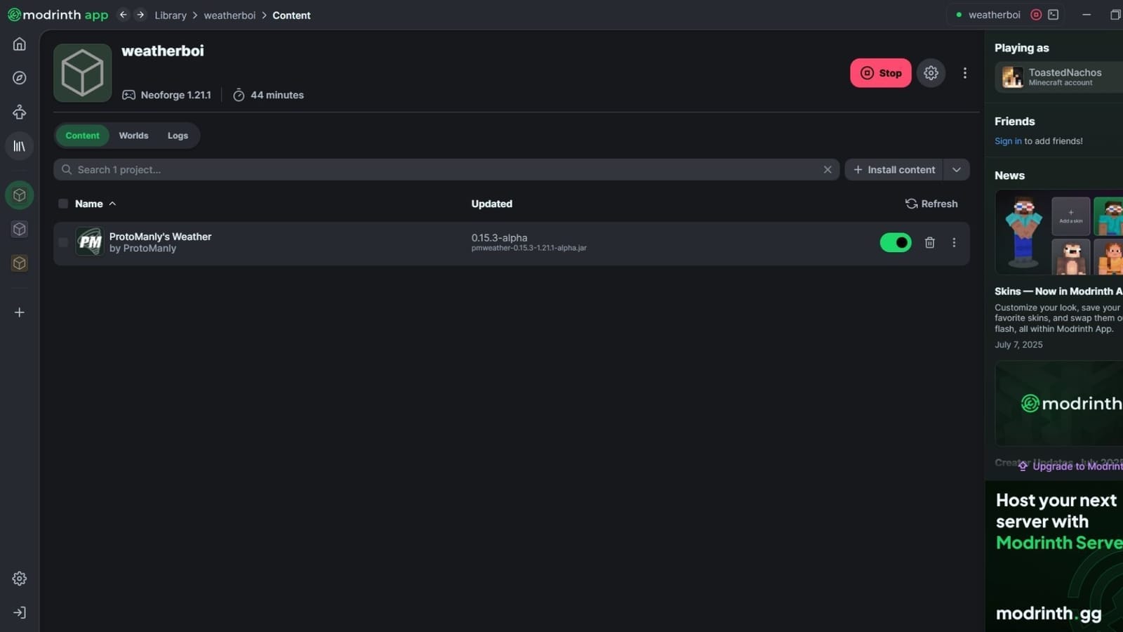 Minecraft ProtoManly's Weather mod guide
