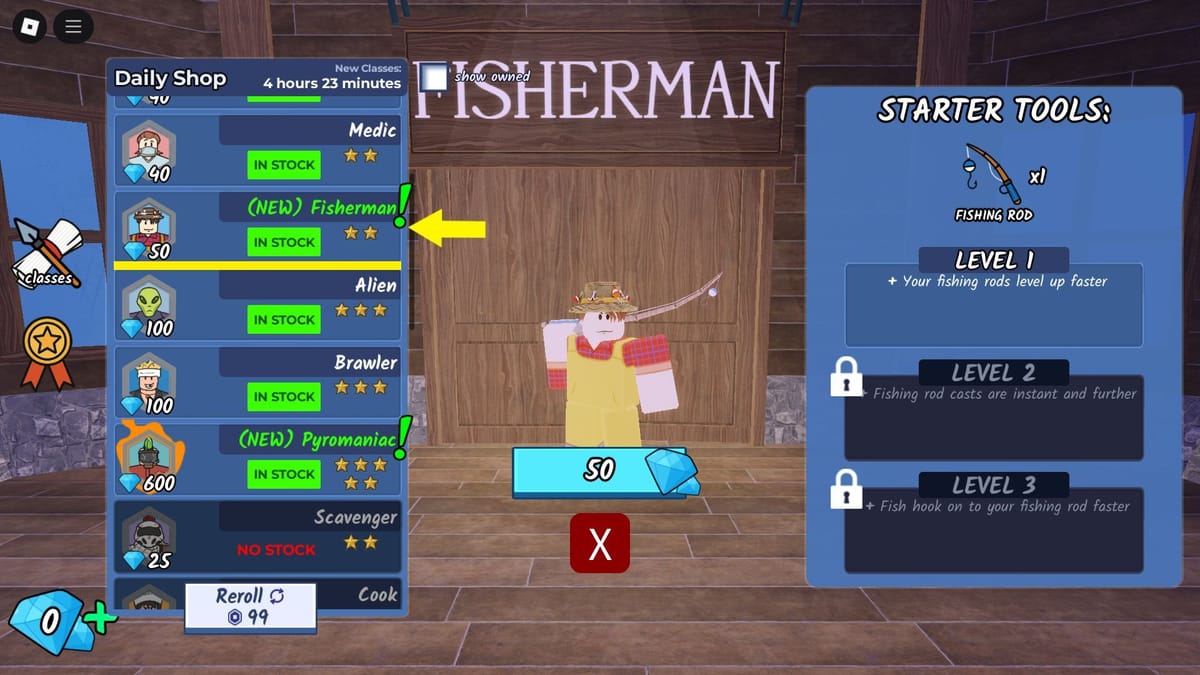 99 Nights in the Forest Fisherman guide