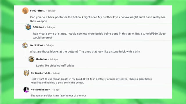 Minecraft player showcases easy to build statues