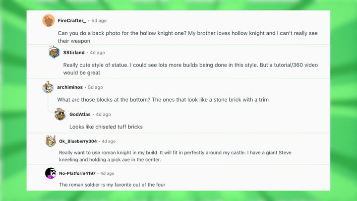Minecraft player showcases easy to build statues