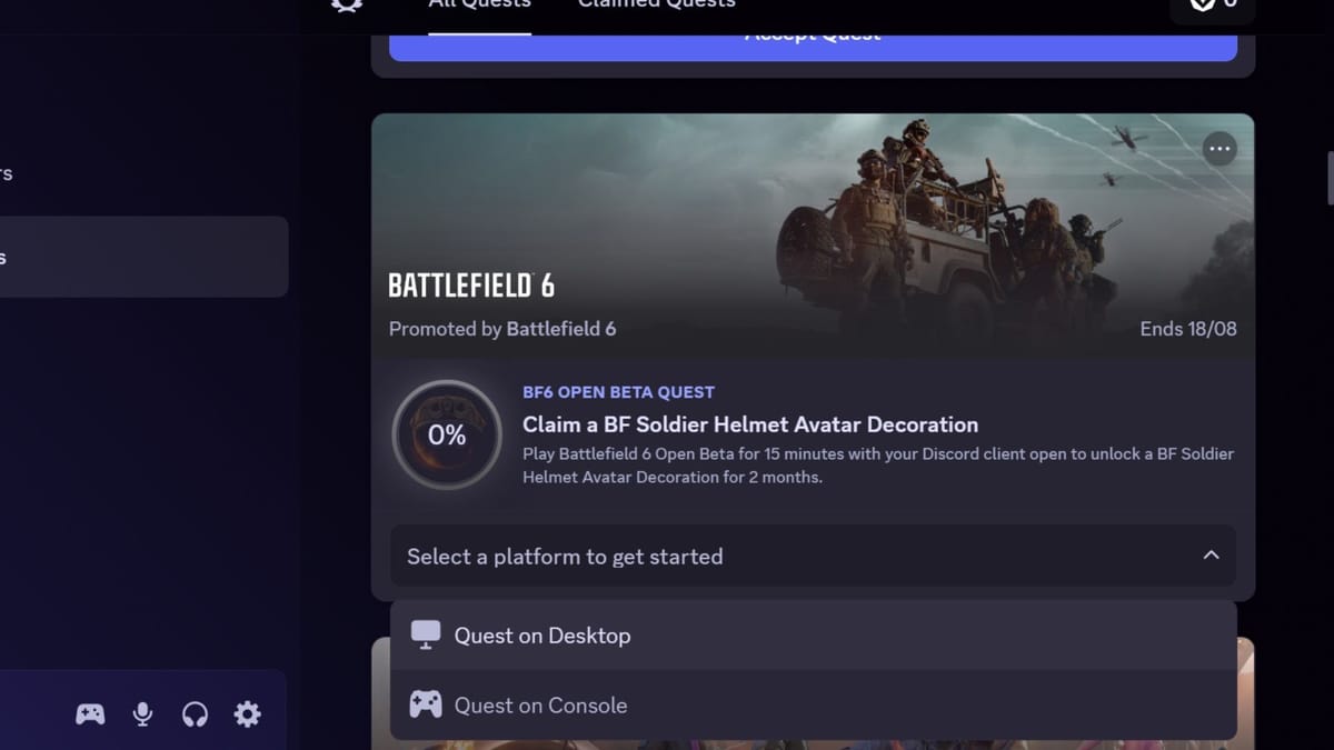 How to get Battlefield 6 Discord quest reward