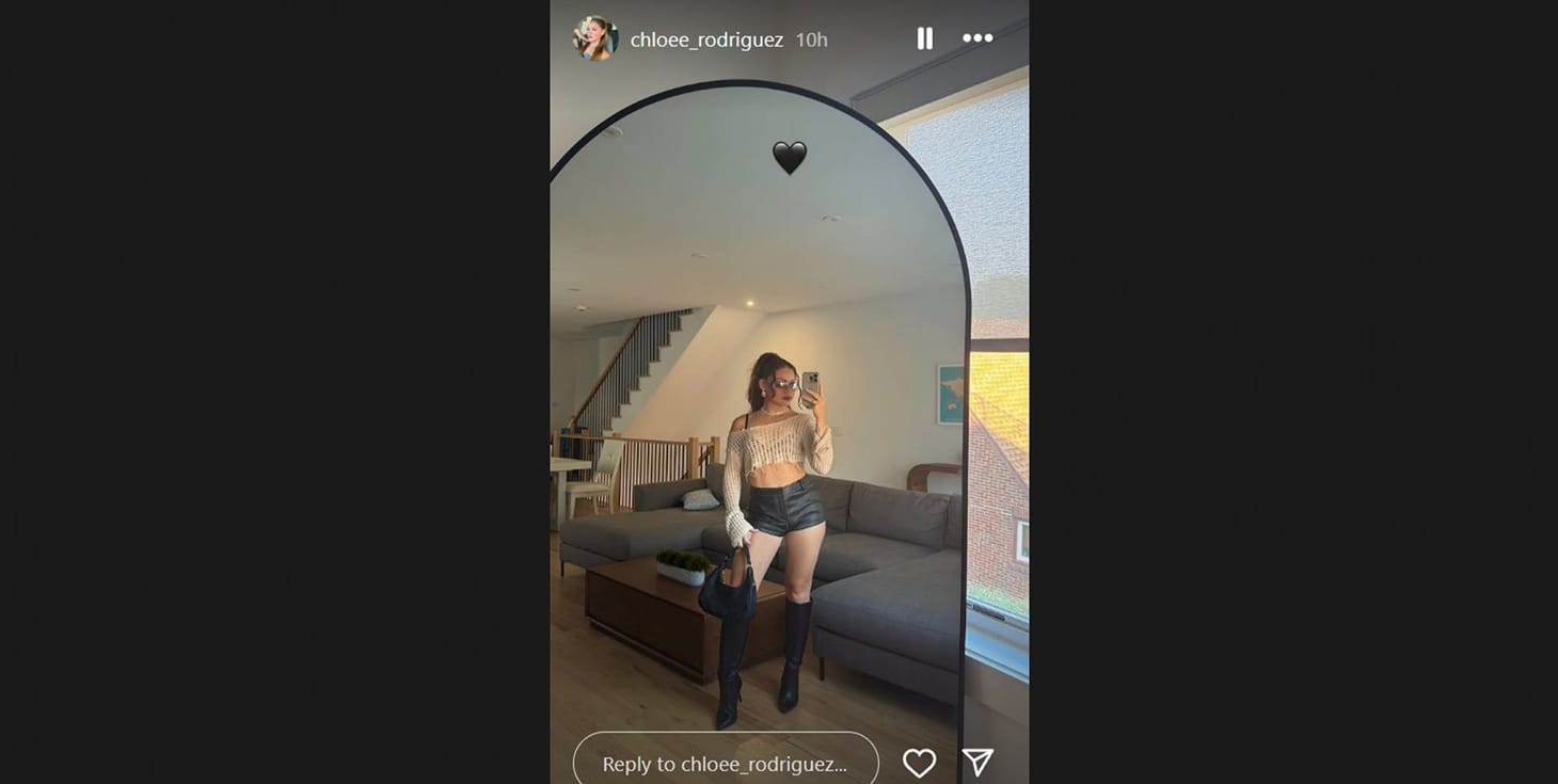 Cam Skattebo’s girlfriend Chloe Rodriguez drops cropped sweater and knee-high boots fit check in ...