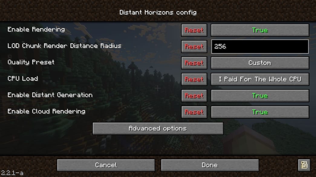 Minecraft Distant Horizons mod recommended system requirements