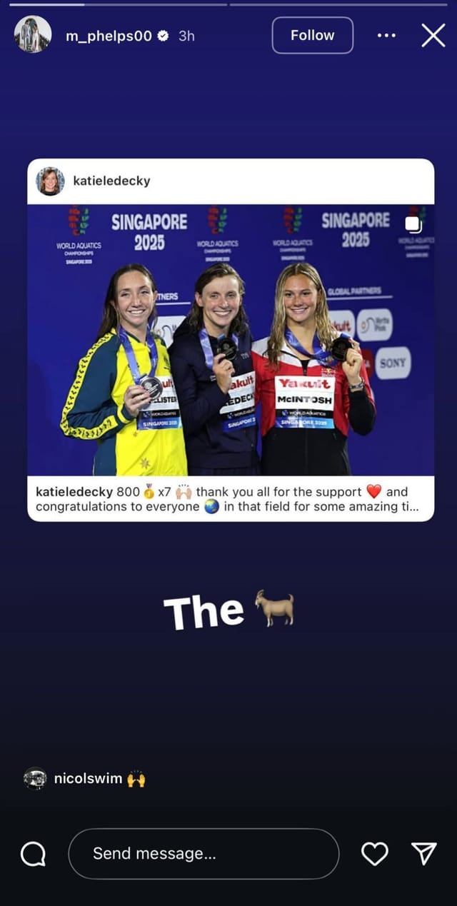 Michael Phelps drops-2 word reaction as Katie Ledecky adds another ...