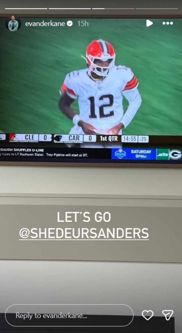 Evander Kane turns cheerleader for Shedeur Sanders' NFL debut vs. Panthers