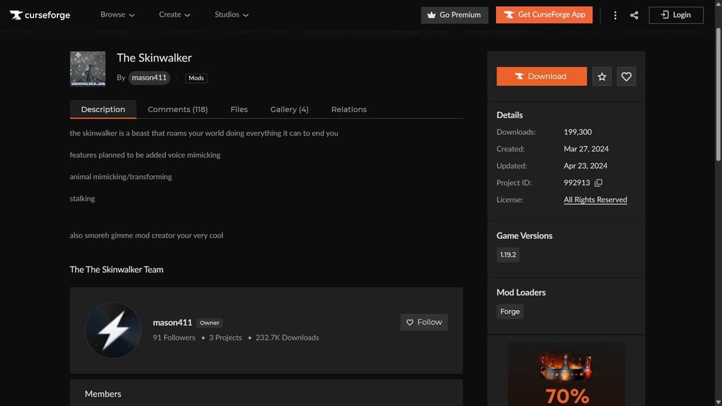 This horror Minecraft mod adds skinwalkers to the game