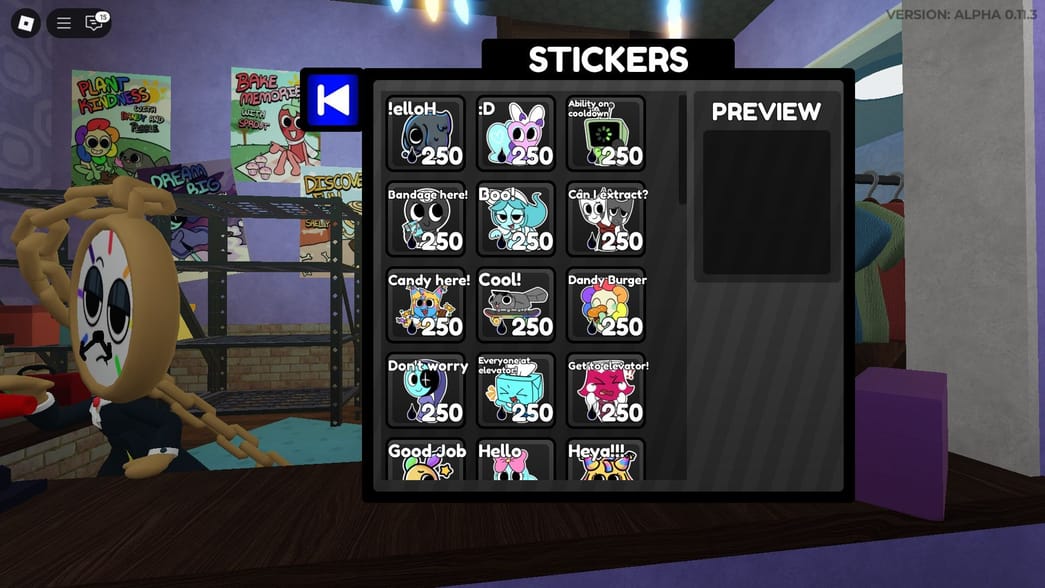 All new Stickers in Dandy’s World v 0.11.1 update