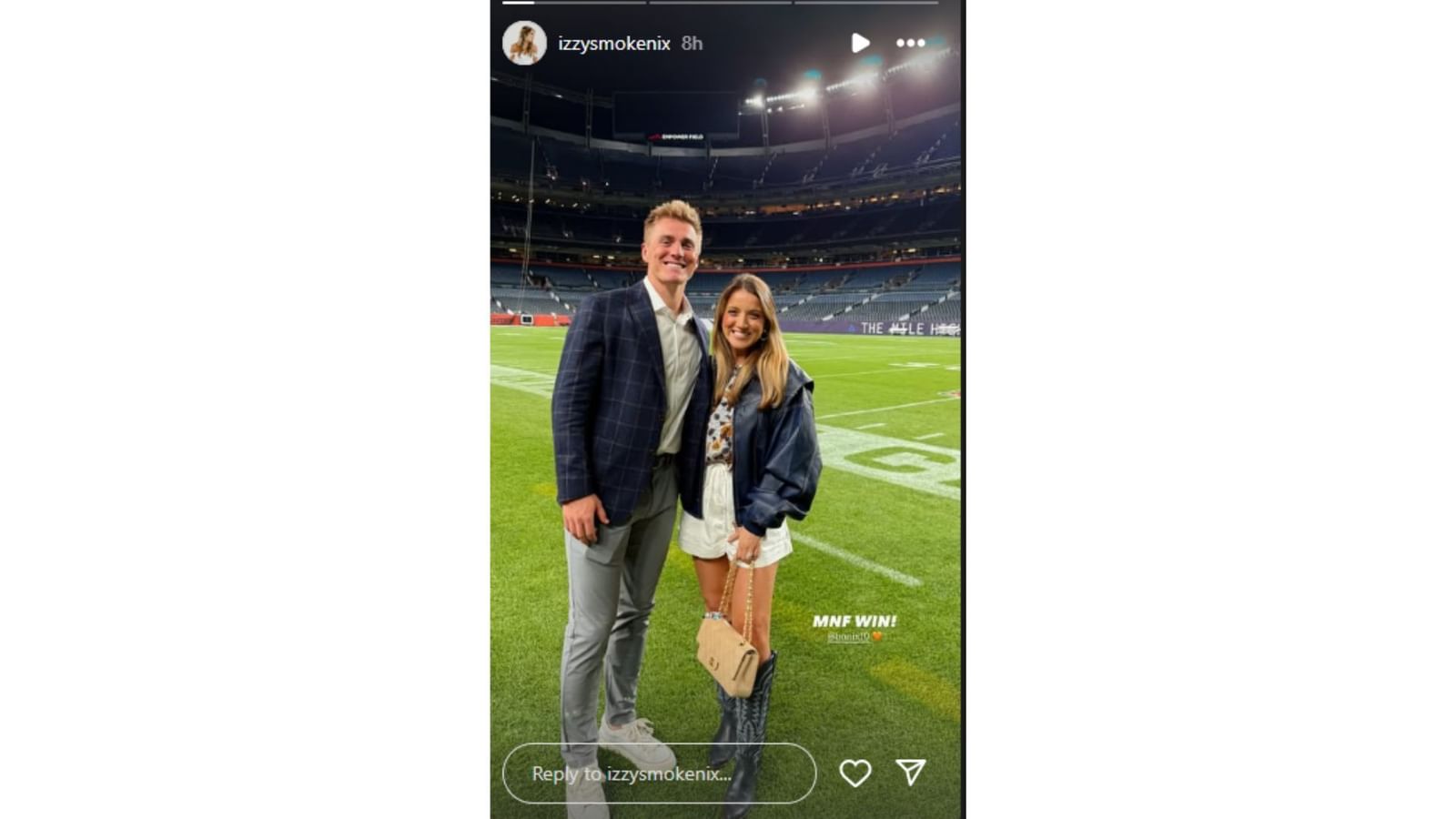 Bo Nix and wife Izzy light up Empower Field with picture-perfect postgame snap as Broncos beat ...
